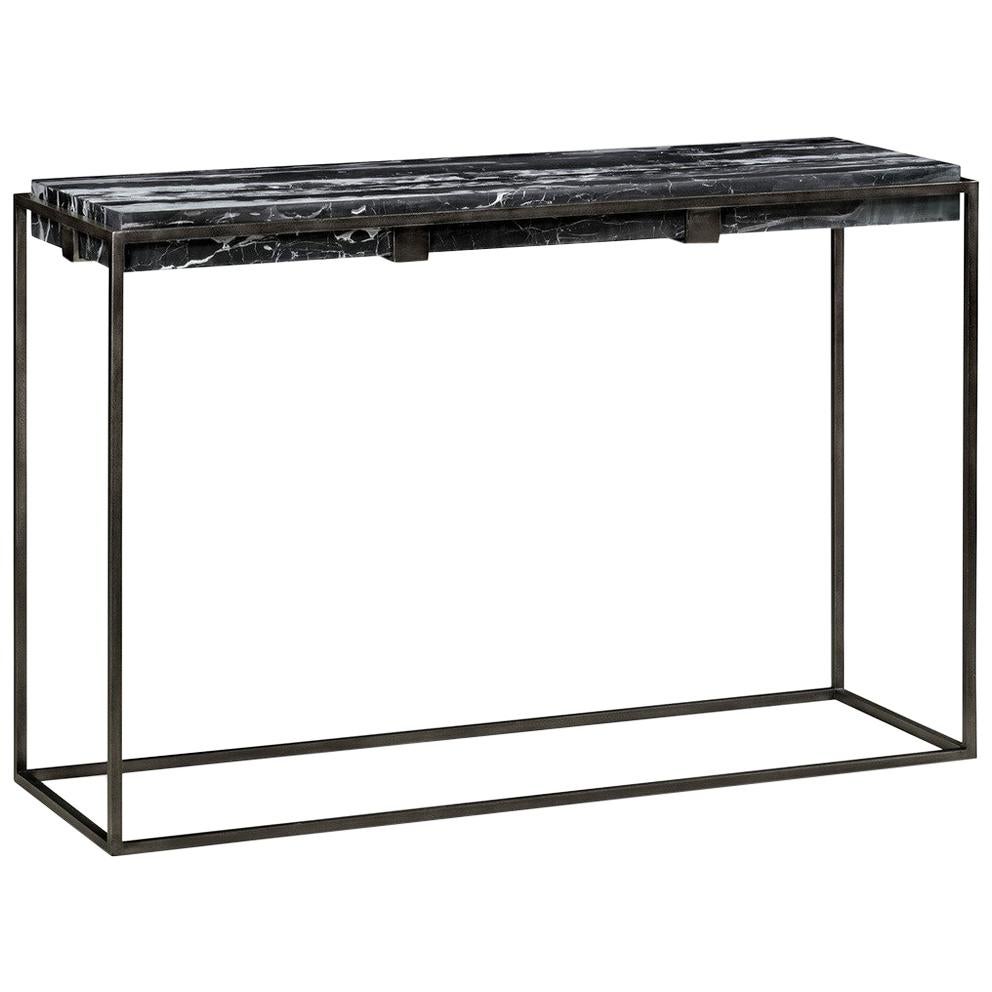 Console in Antiqued Pewter and Marble for Indoor or Outdoor at 1stDibs