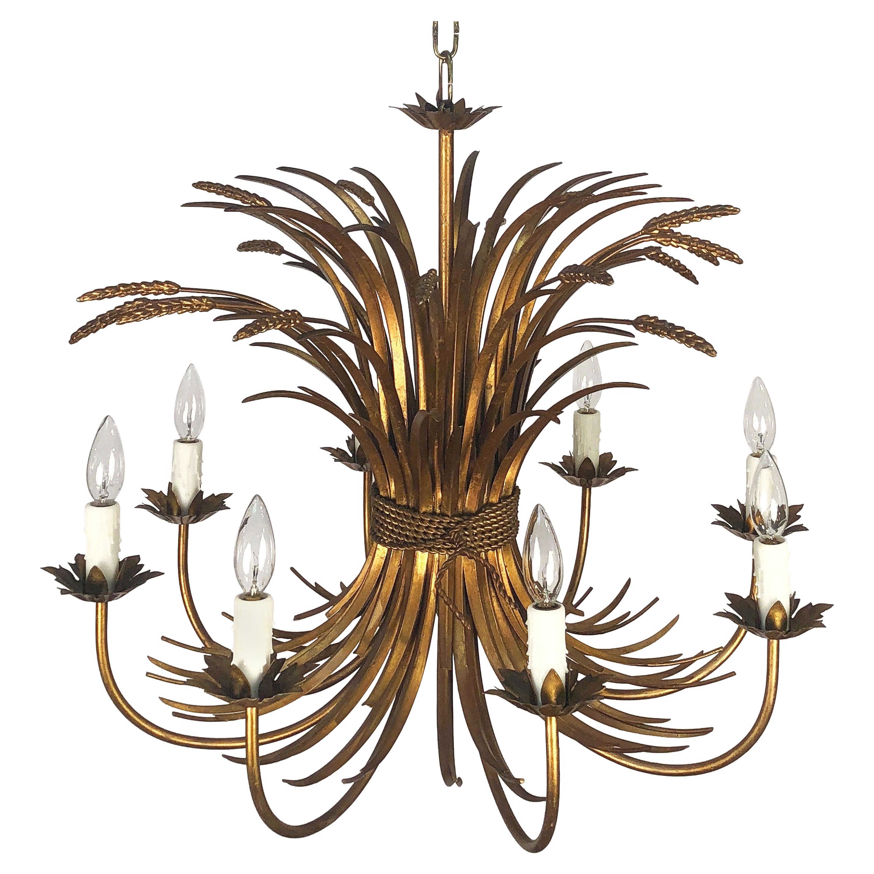 Italian Gilt Eight-Branch Wheat Sheaf Chandelier (28 1/2" Diameter) at ...