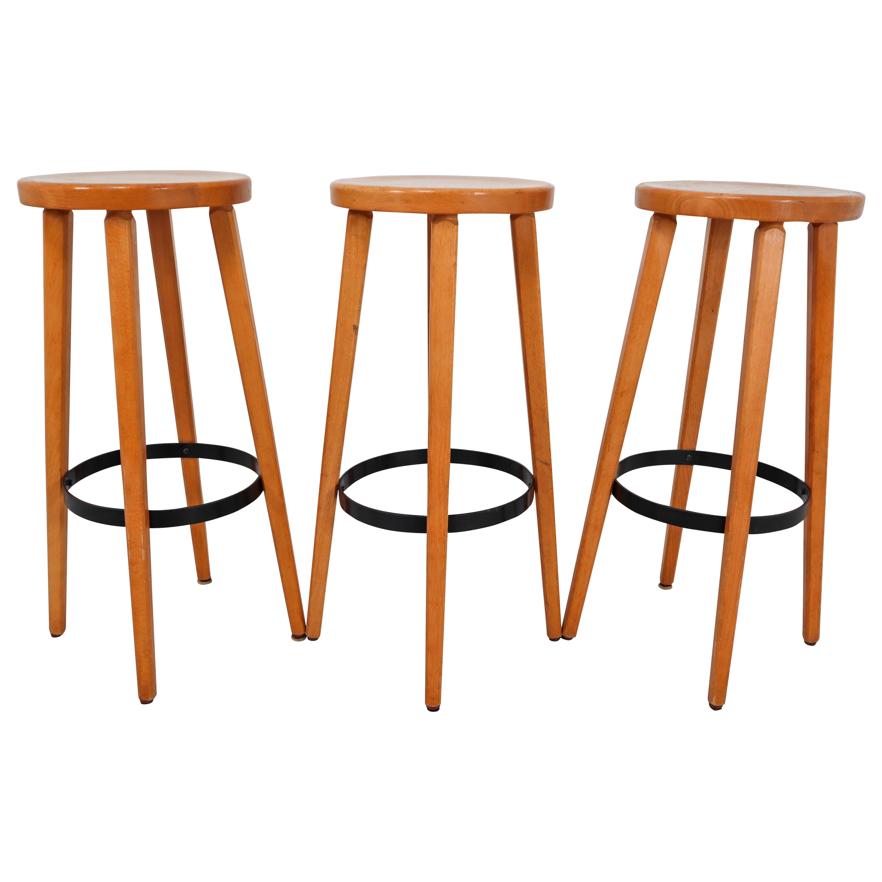 Mid-Century Modern Scandinavian Stool in Cane and Teak For Sale at 1stDibs