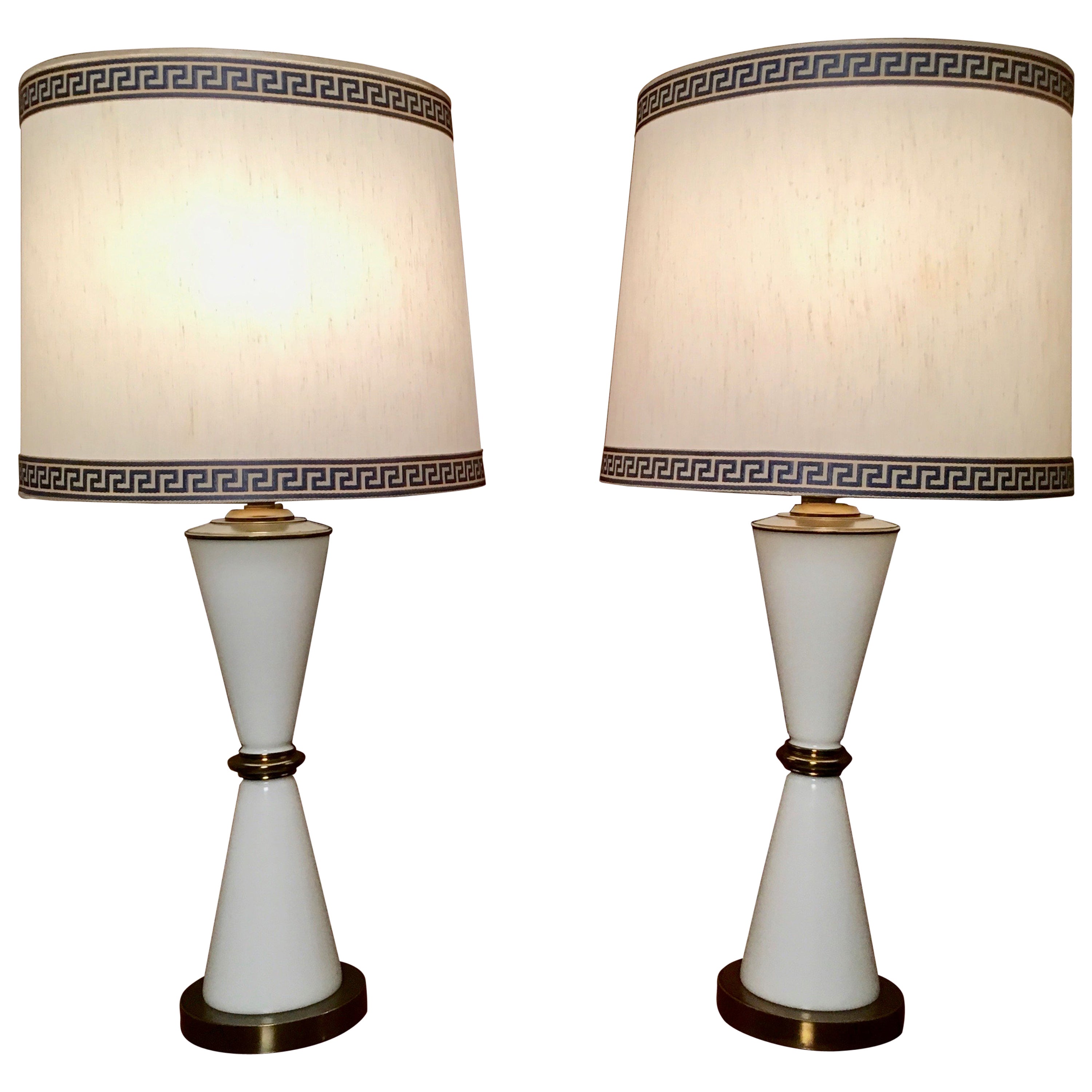 Tall Gold-Leaf Decorated Cone-Shaped Table Lamp For Sale at 1stDibs