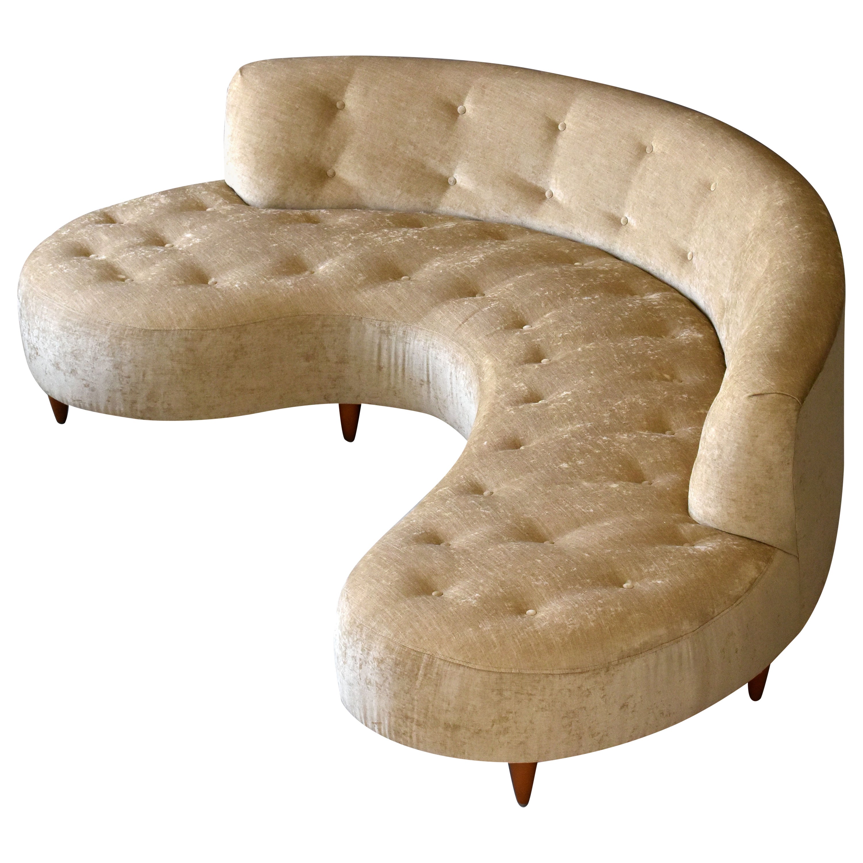 Hexagonal Sofa In "Dr. Pepper" Velvet from American Hustle at 1stDibs