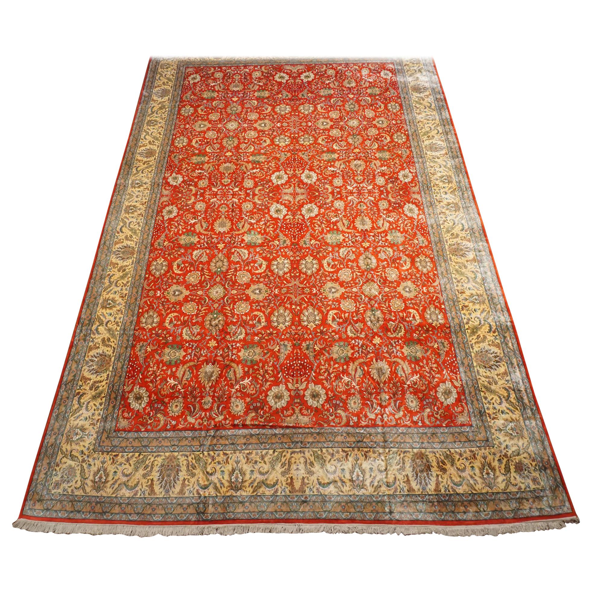 Red Pure Silk Tabriz, 700 KPSI For Sale at 1stDibs