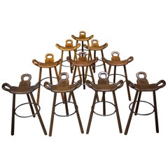 10x Midcentury Brutalist Spanish Bar Stool, Sergio Roderigues Style ...