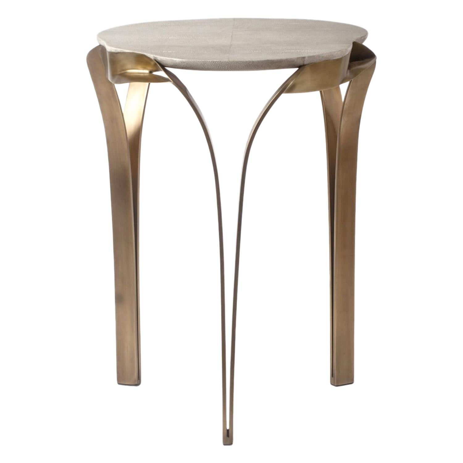 Melting Side Table in Black Shagreen and Bronze-Patina Brass by R&Y ...
