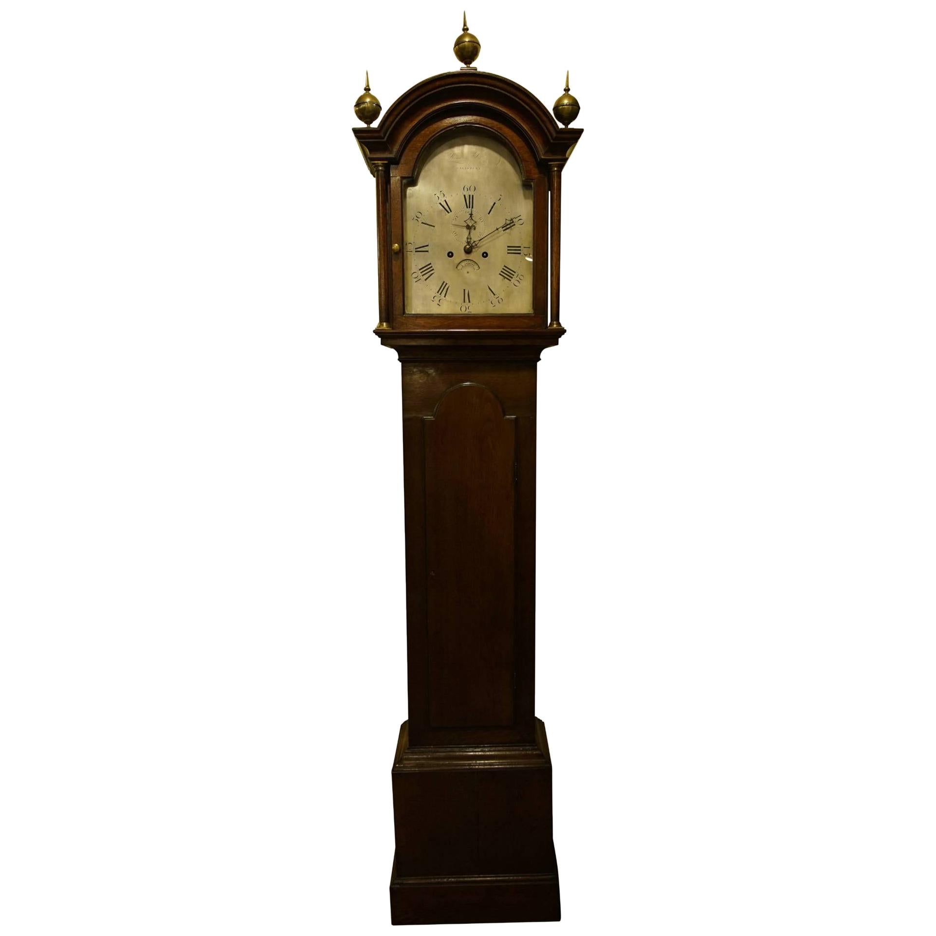 8 Day Oak Cased, Silvered Arched Dial Longcase Clock by Thomas Fitz of ...