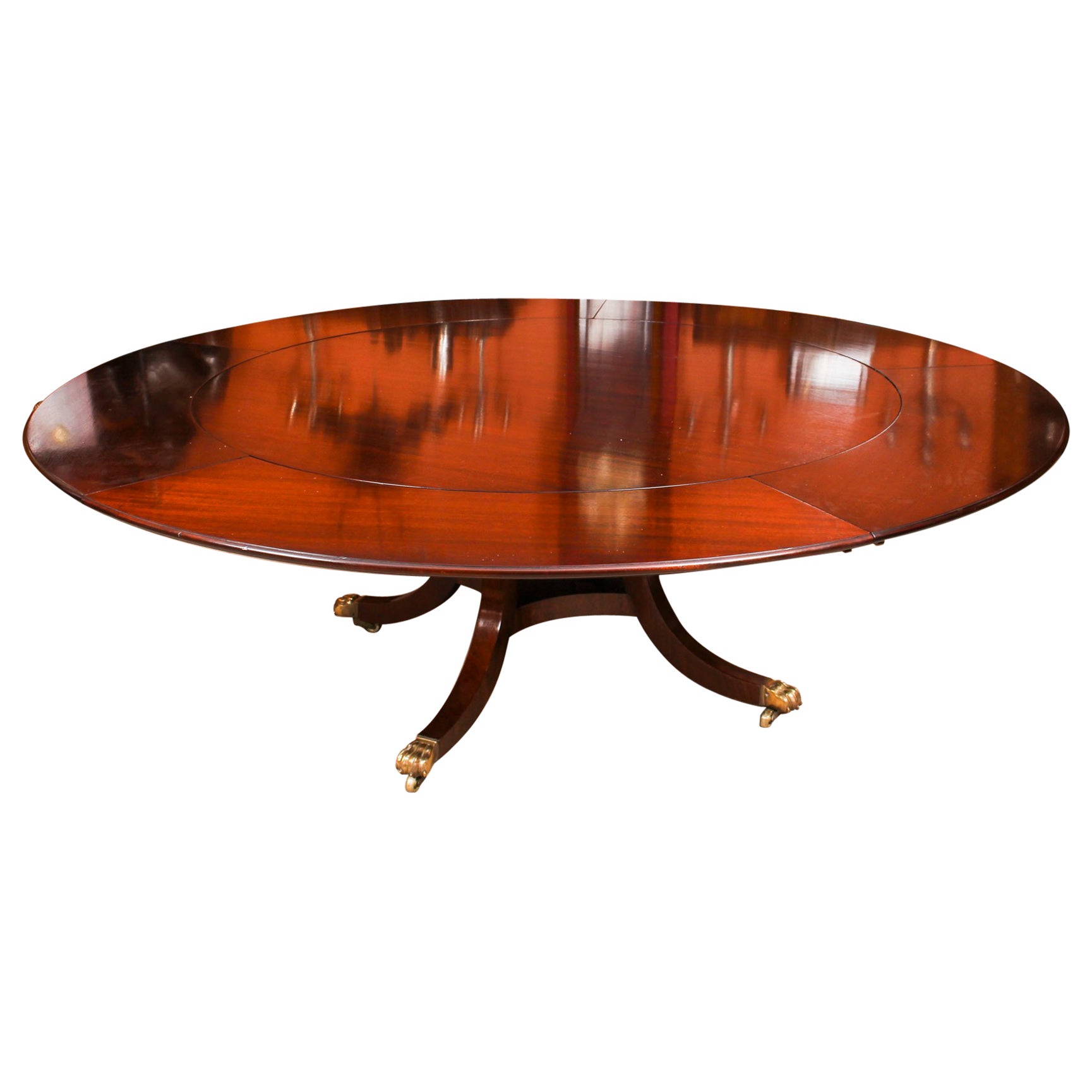 Early 20th Century Regency Revival Mahogany 3 Pillar Dining Table For ...