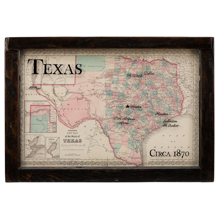 1870 Texas Map by Colton at 1stDibs