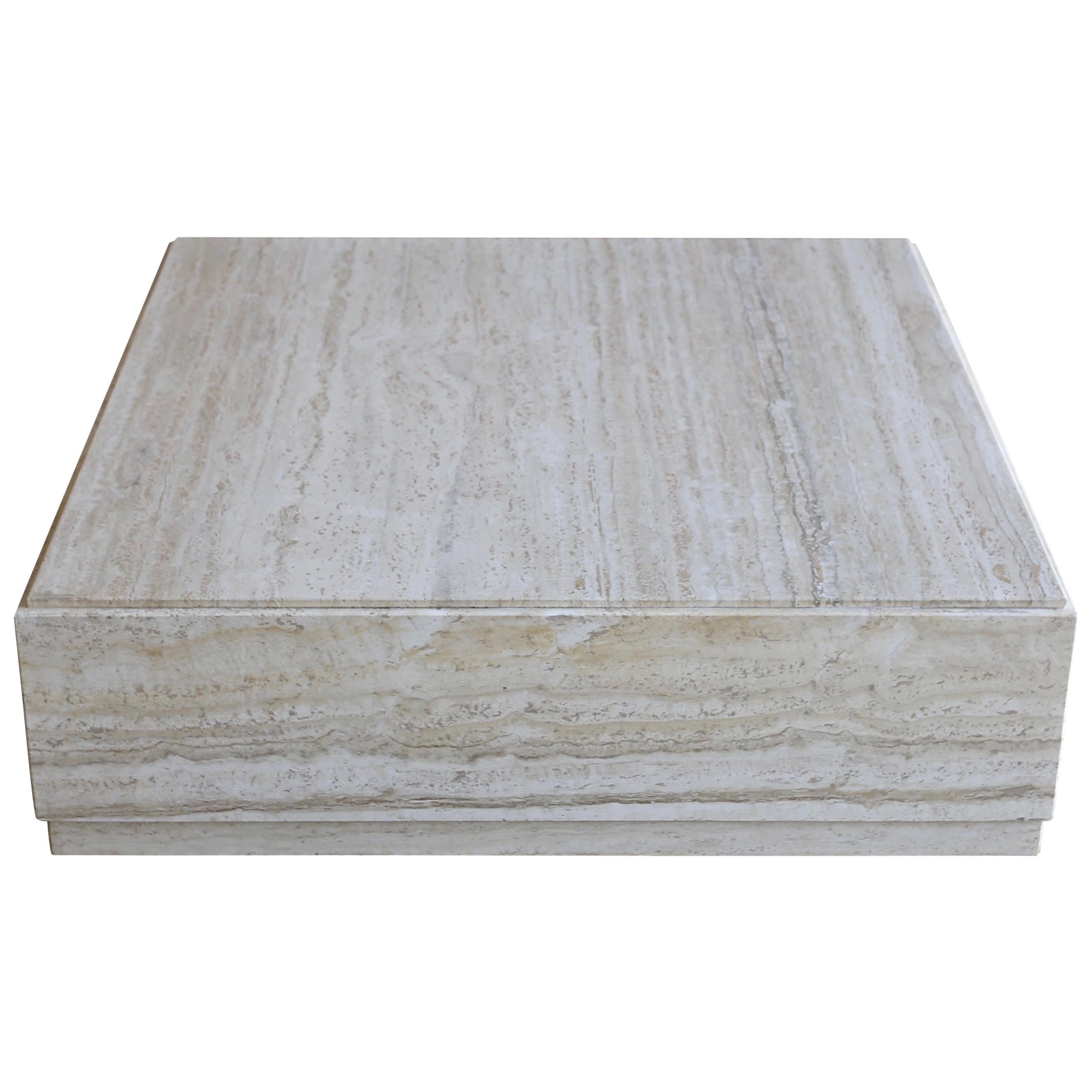 Italian Travertine Square Coffee Table, circa 1975 at 1stDibs