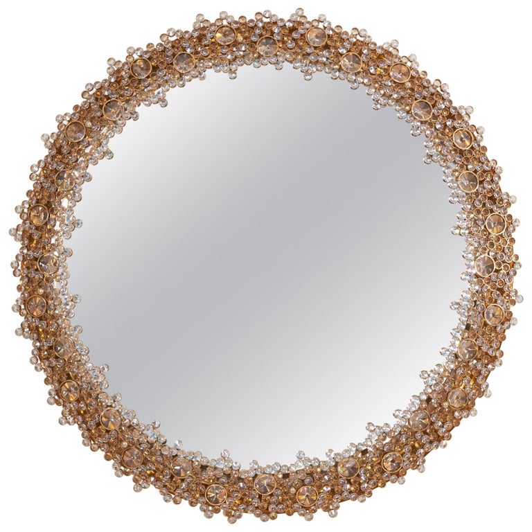 Outstanding Round Illuminated Palwa Crystal Glass Mirror, Model S104W ...