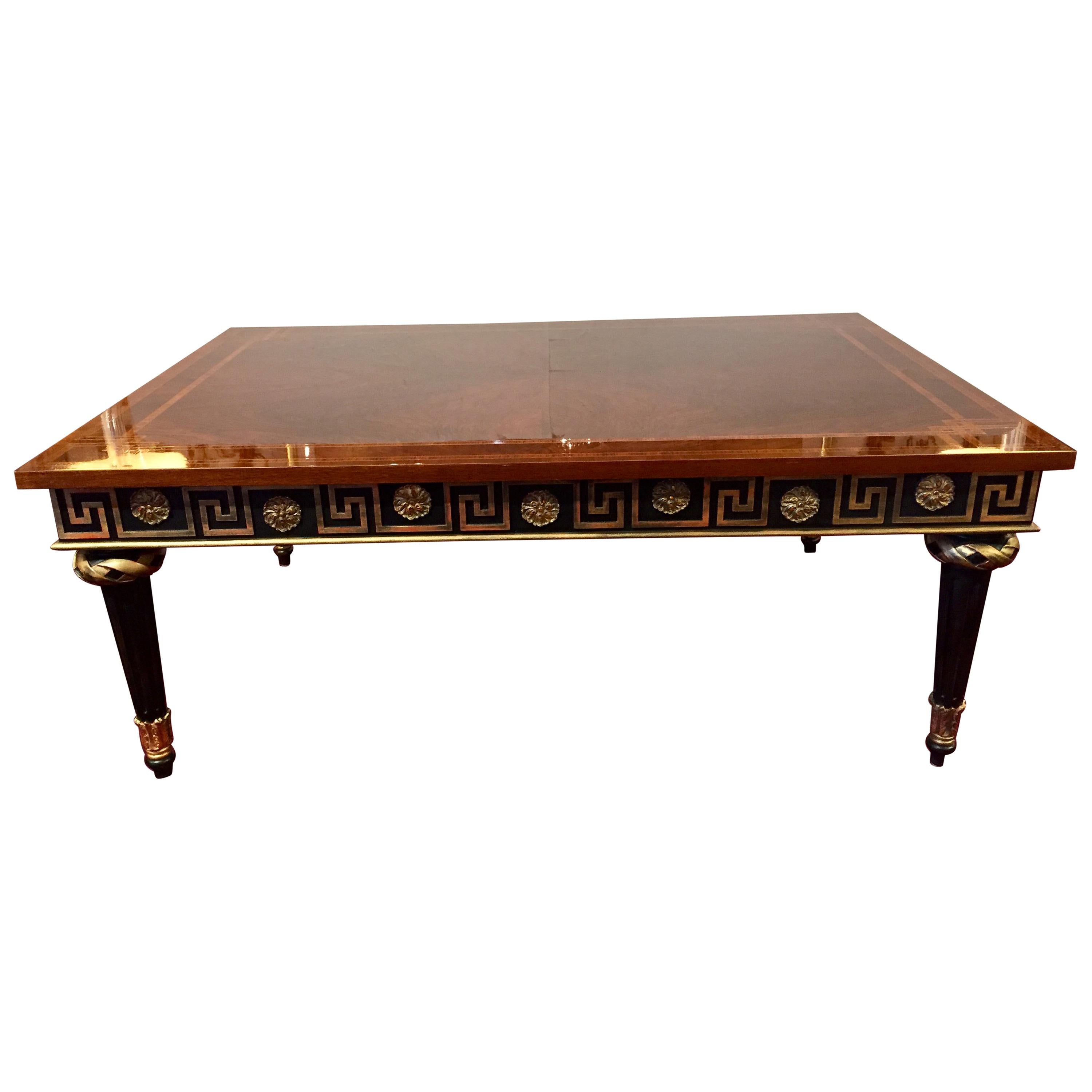 Large Greek Key Travertine Table at 1stDibs