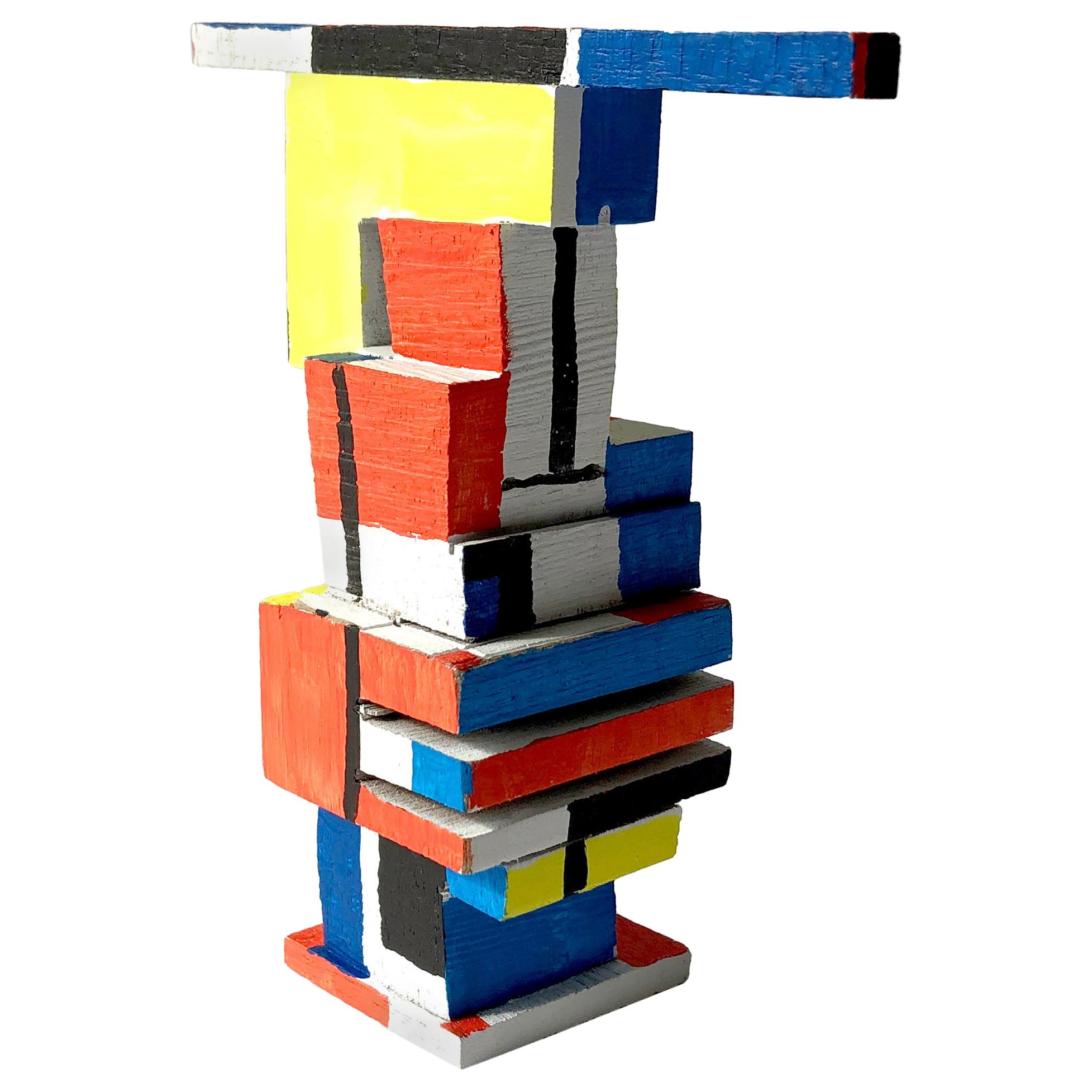 Behzad Haghiri Painted Walnut Constructivist Sculpture at 1stDibs