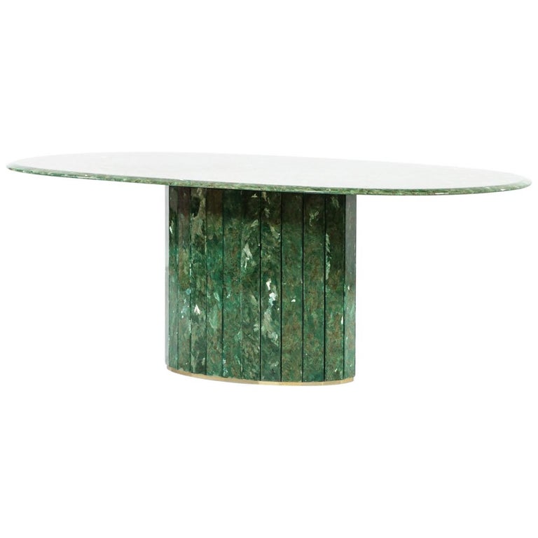 Large Oval Dining Table in Green Marble and Crystal at 1stDibs | green ...