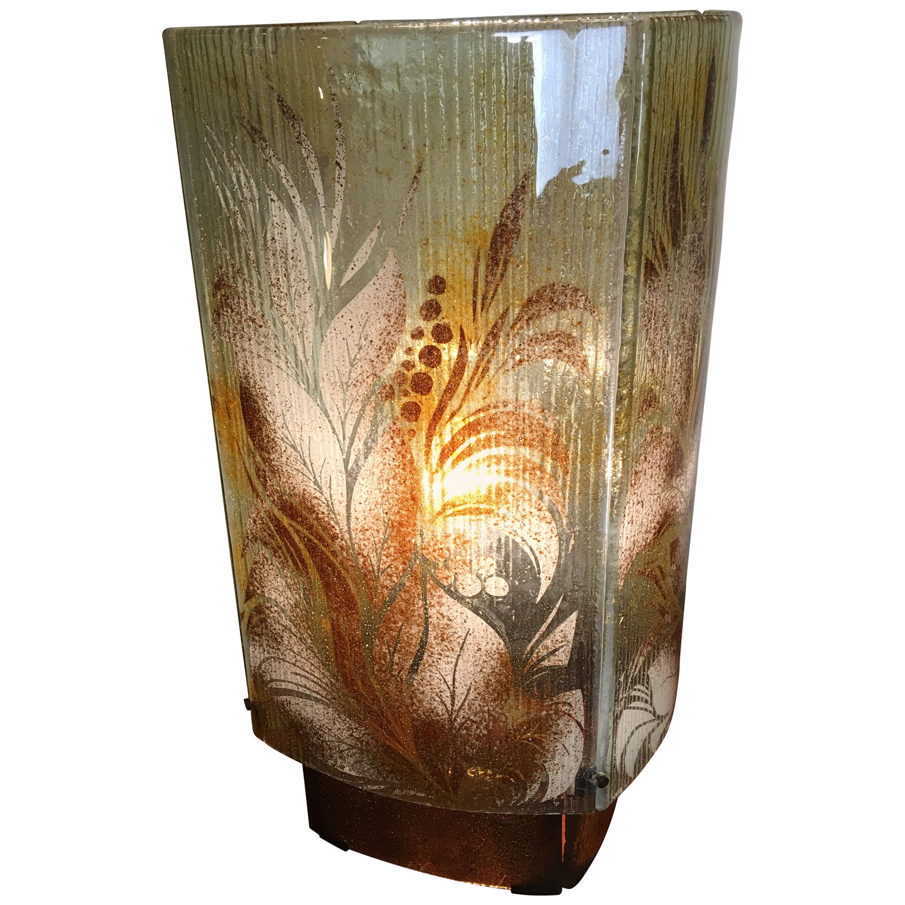 Fused Glass Fauna Inspired Table Lamp at 1stDibs