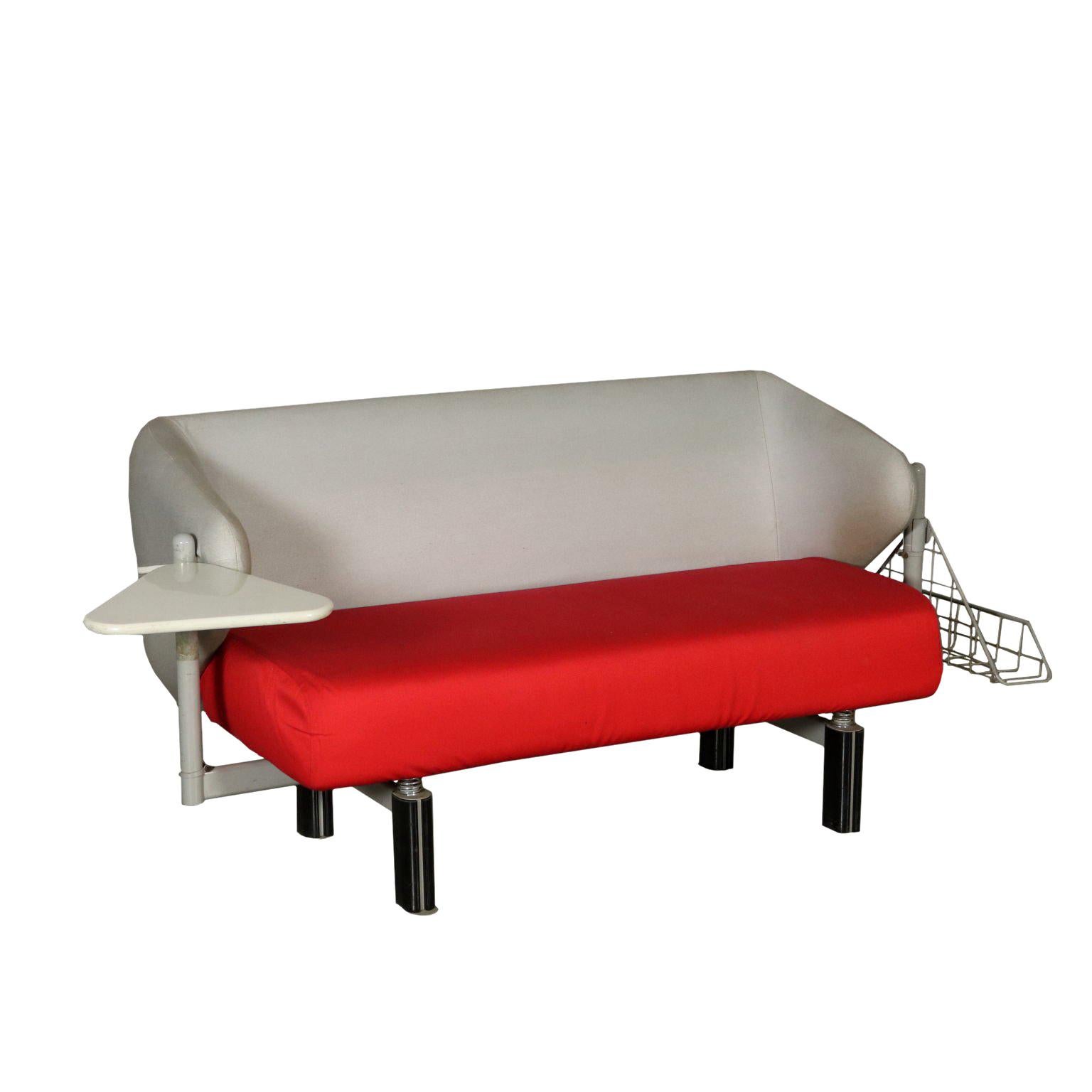 Sofa with Magazine Rack and Coffee Table Foam Fabric Metal, Italy ...