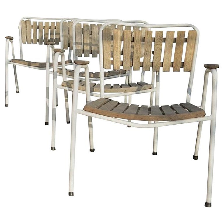 Danish Daneline Stacking Garden Chairs Set of 4 Teak at 1stDibs