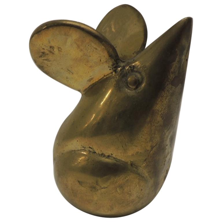 Vintage Solid Brass Mid-Century Modern Mouse Paperweight at 1stDibs