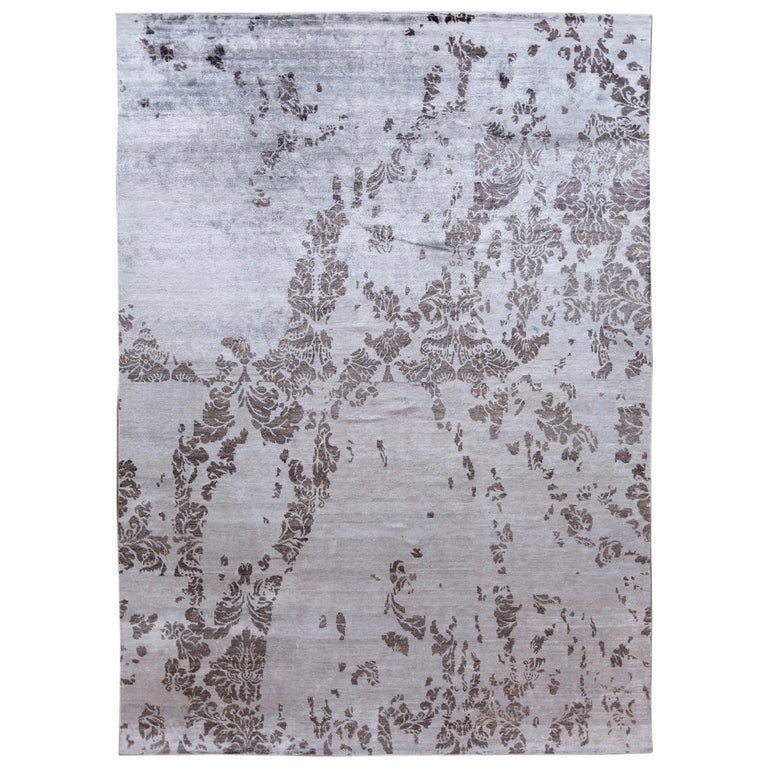 Contemporary Abstract Grey Silk Area Rug at 1stDibs | silk area rugs ...