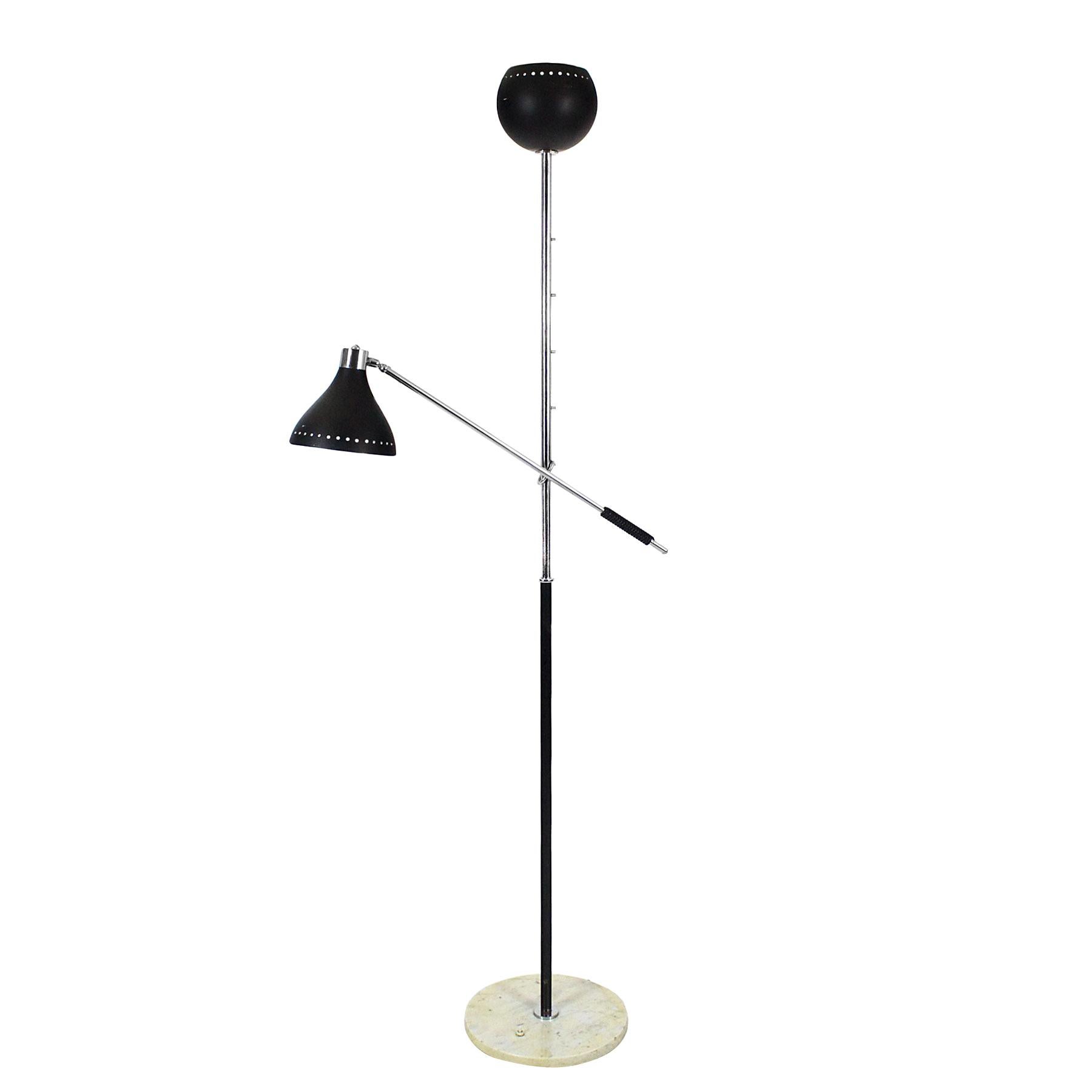 1960s System Standing Lamp by Stilux, Steel, Marble, Two Lights, Italy ...