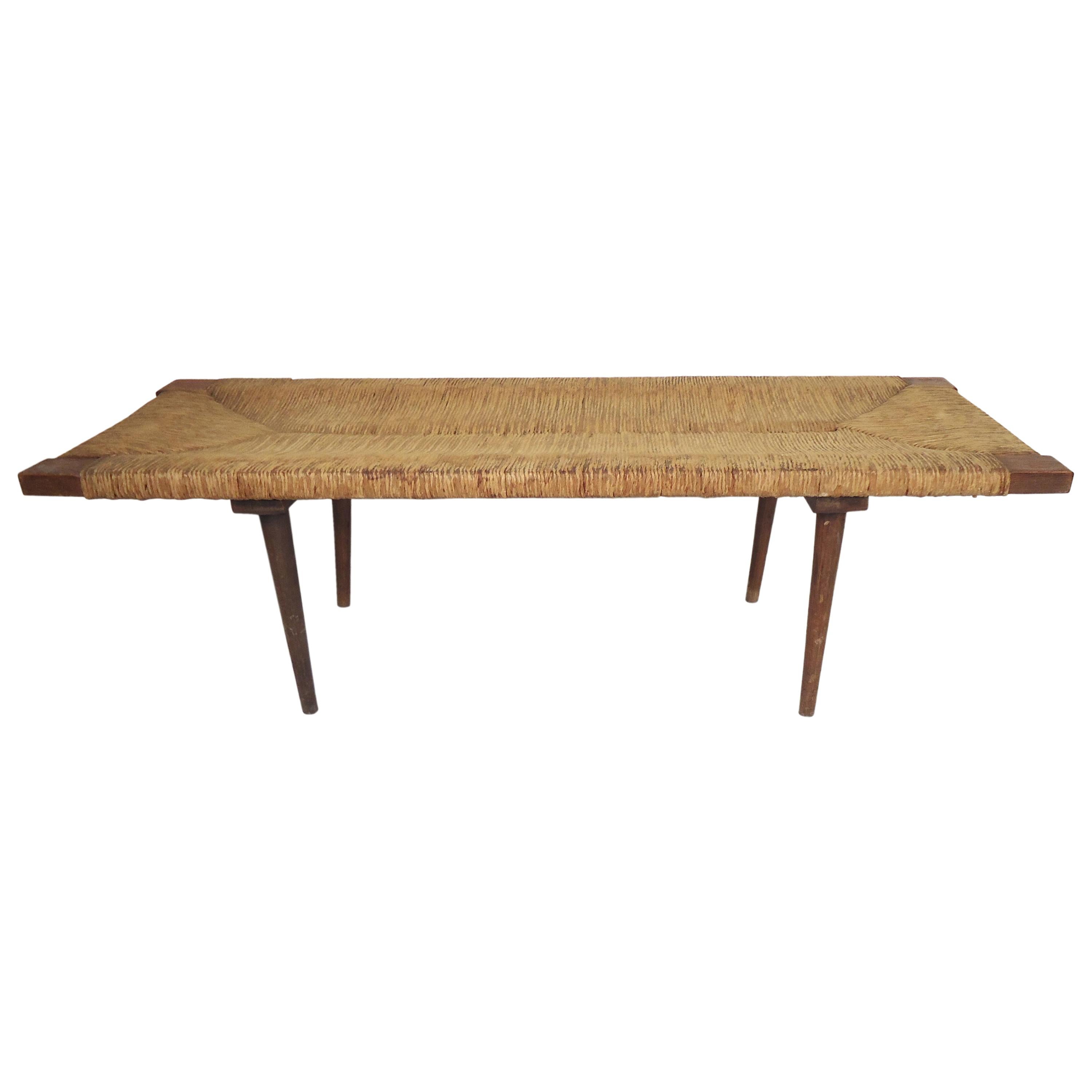Mid-Century Modern Woven Rope Bench For Sale at 1stDibs