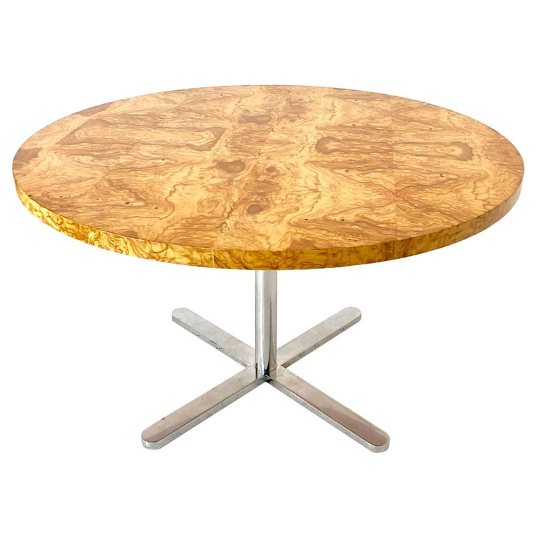 Round Burl Wood Dining Table with Star Pedestal Base in the Style of ...