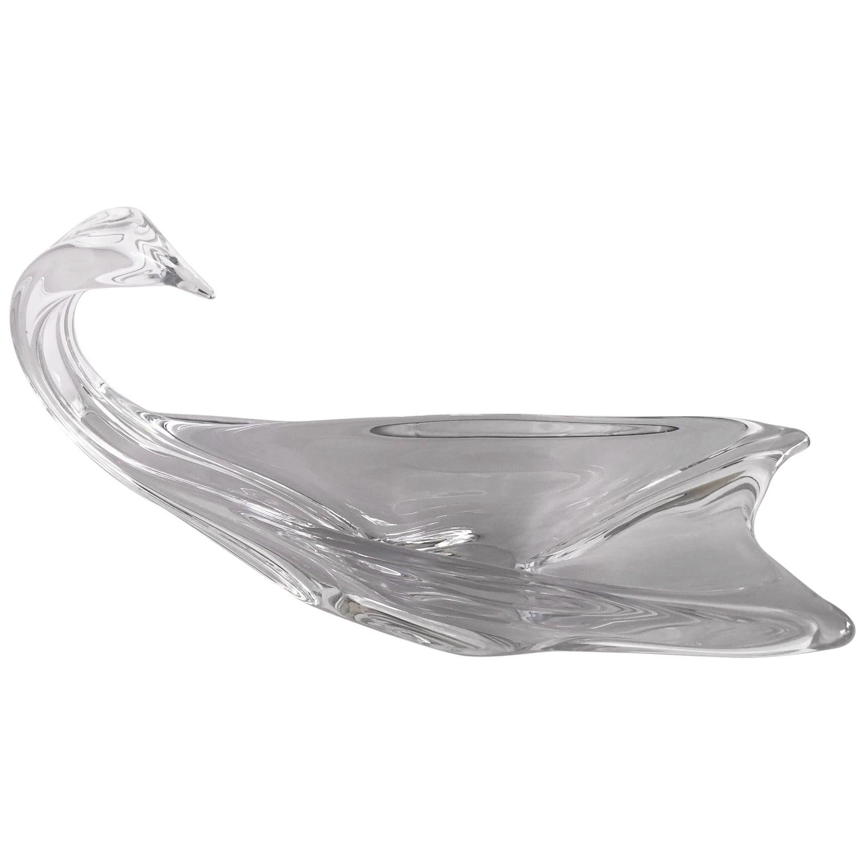 Crystal Swan Bowl Sculpture by Daum France at 1stDibs