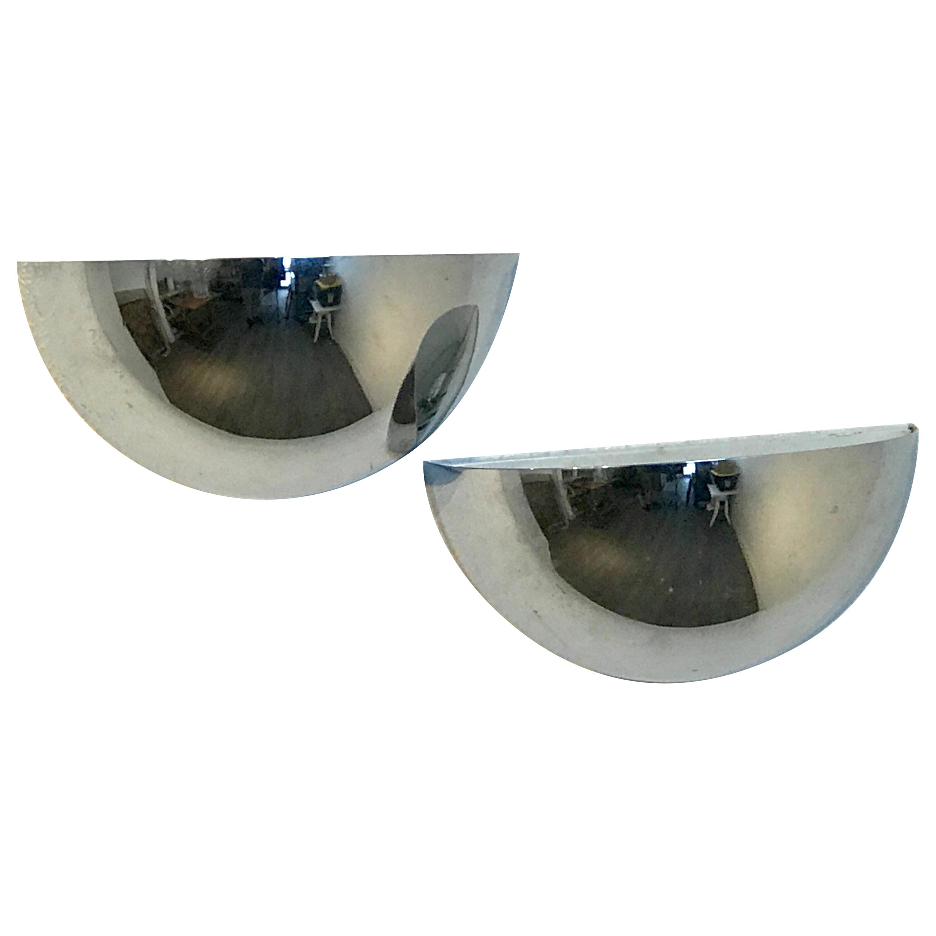 Pair of Chrome Half Moon Sconces, Second Pair Available For Sale at 1stDibs