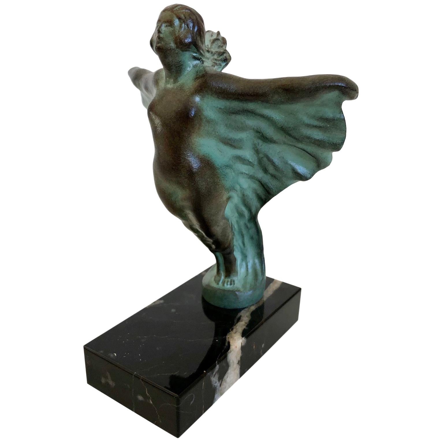 Art Deco Radiator Mascot EOLA Spelter and Marble by MIC Original Max Le ...