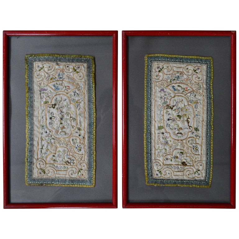 Pair of Early 19th Century Chinese Embroidered Silk Shoulder Panels For ...