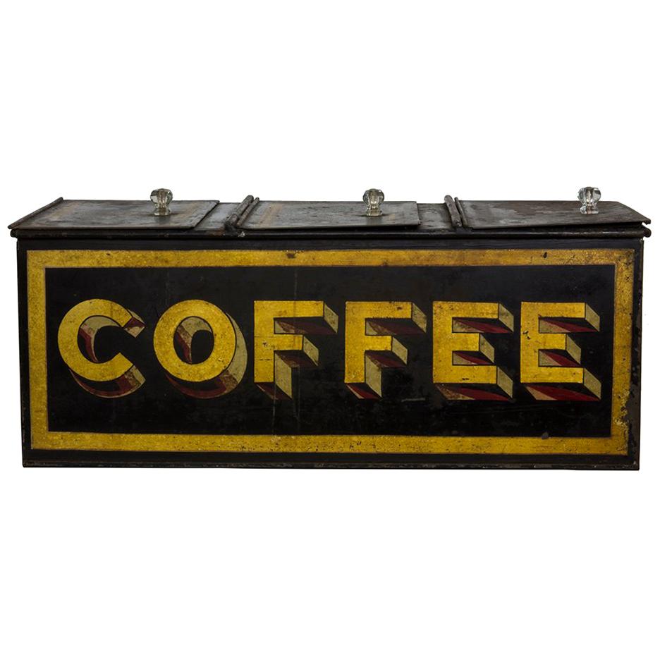 Painted Tin Coffee Bin at 1stDibs