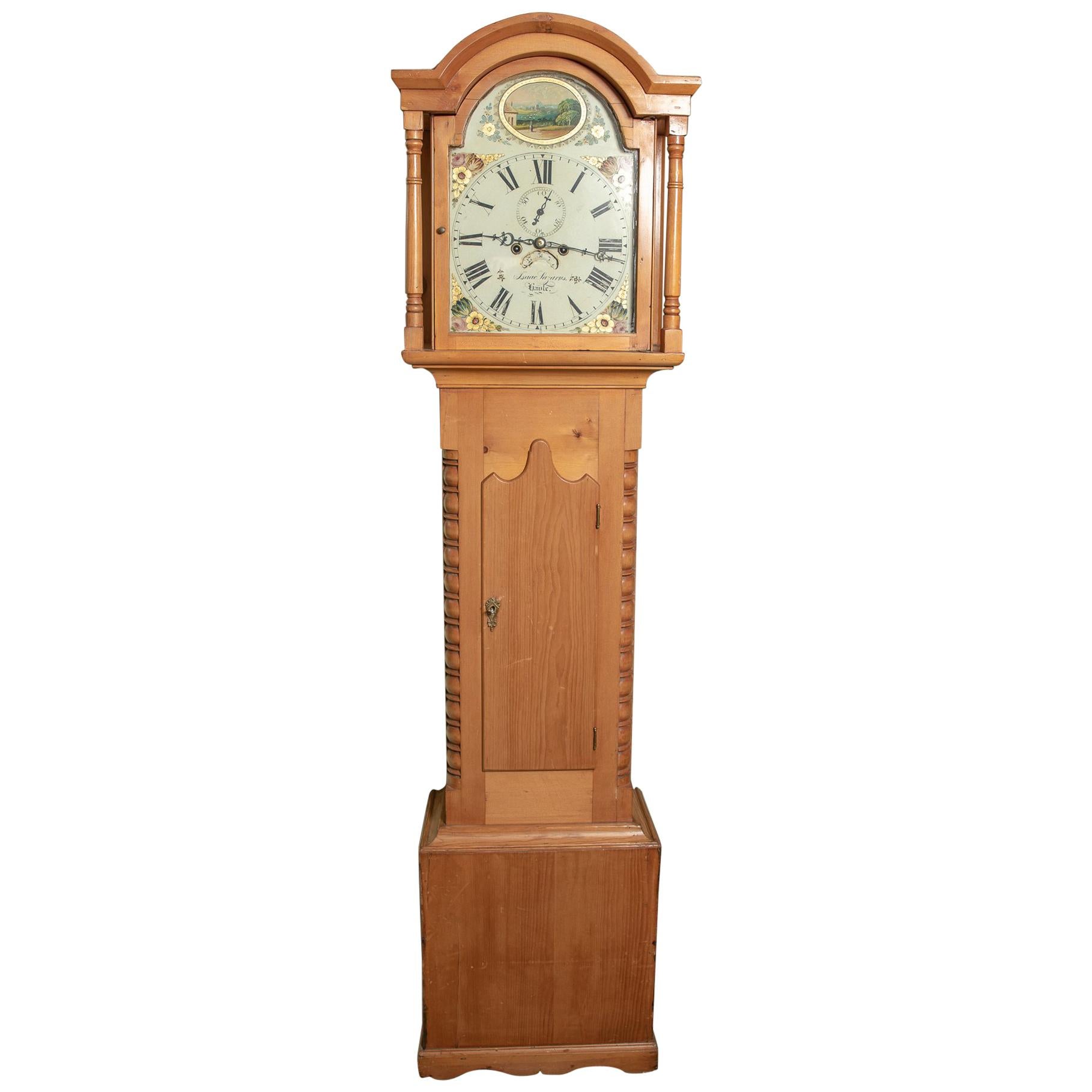 Rare Pine Eight Day Single Bell Longcase Clock by Isaac Lazarus For ...