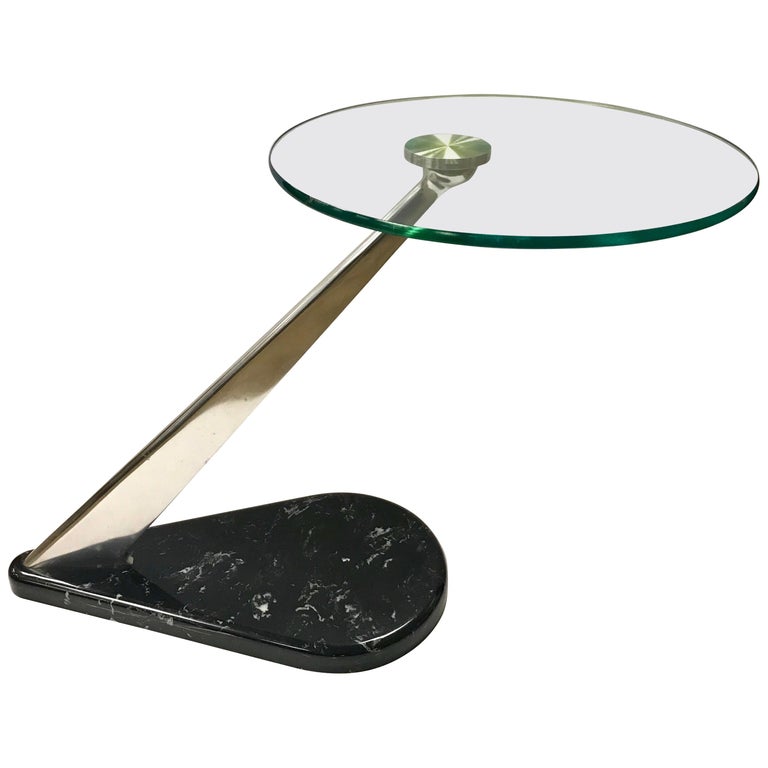 Mid-Century Modern Space Age Atomic Glass, Chrome and Marble End Table ...
