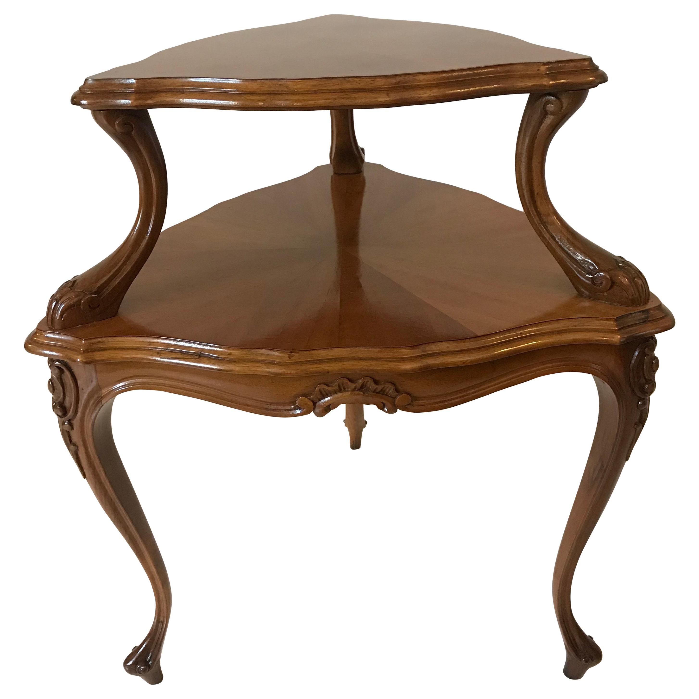Venetian Rococo Style Walnut Triangle Side Table For Sale at 1stDibs