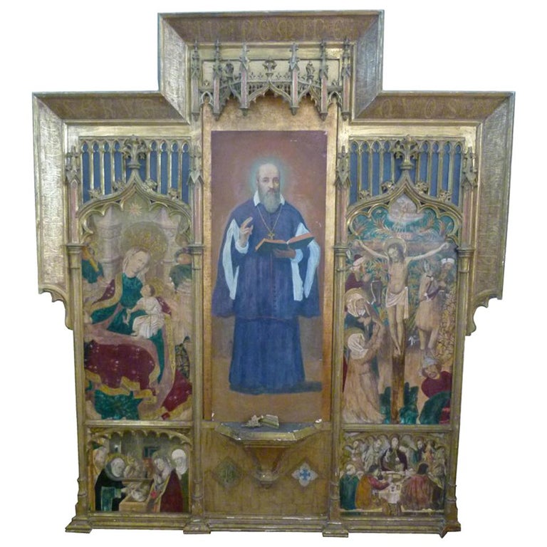 Late 19th Century Neo Gothic Polychromed Carved Wood Spanish Altar at ...
