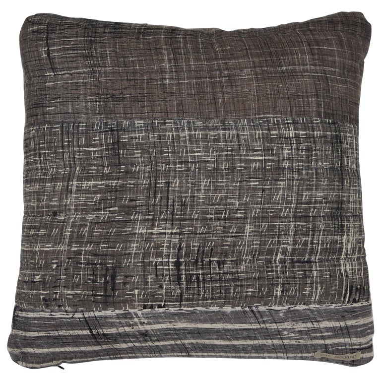 Indian Patchwork Grey Pillow For Sale at 1stDibs