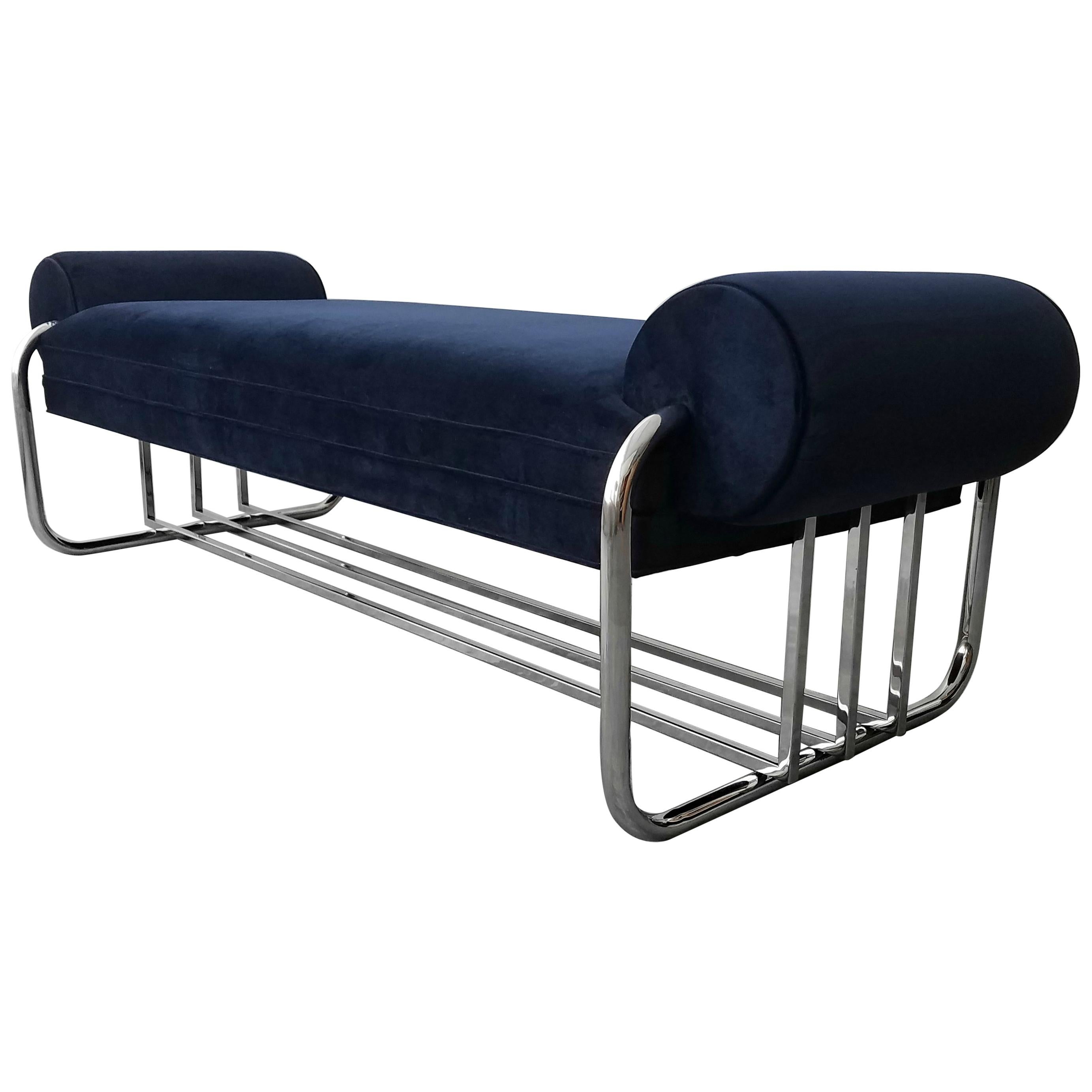 Art Deco Tubular Chrome Bench by Donald Deskey For Sale at 1stDibs