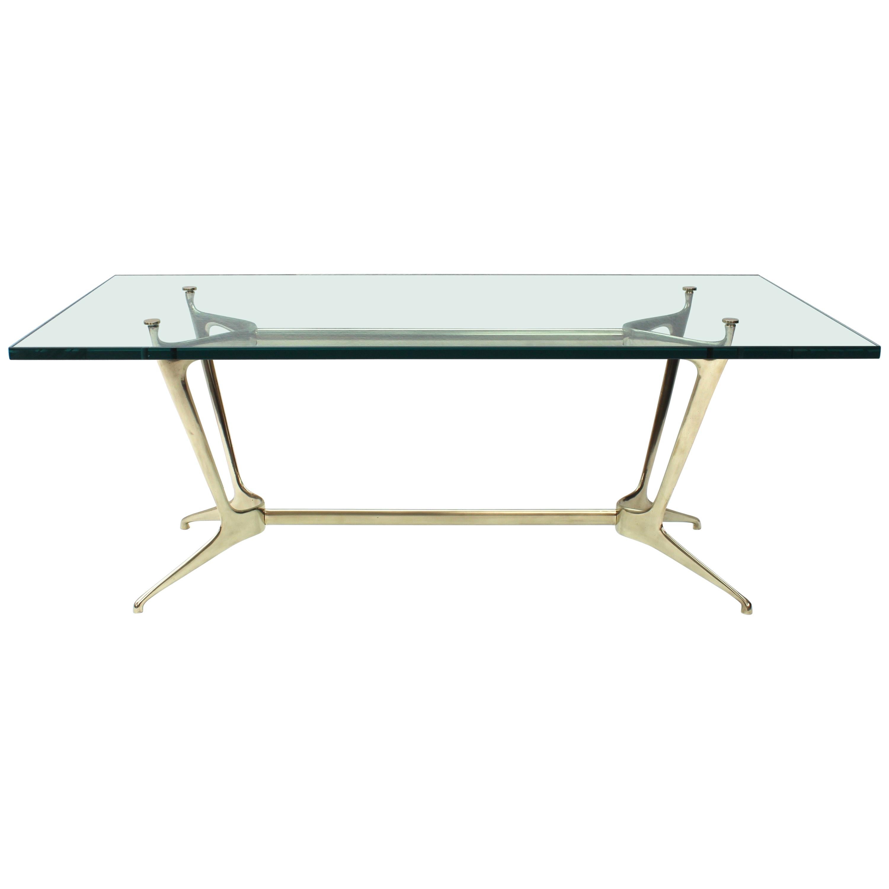 Modern Italian Style Brass and Glass Coffee Table at 1stDibs