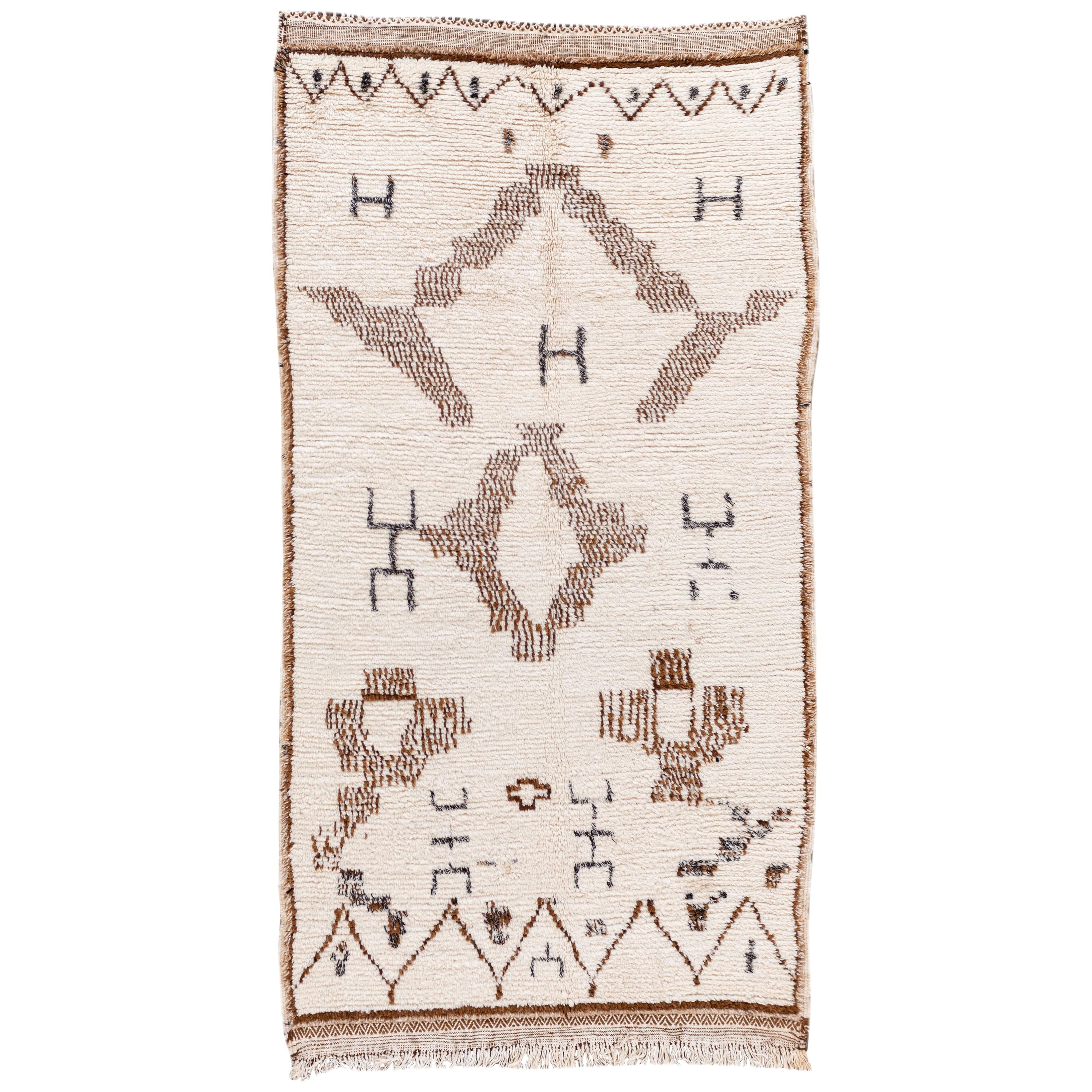 Vintage Tribal Ivory Moroccan Wool Scatter Rug For Sale at 1stDibs