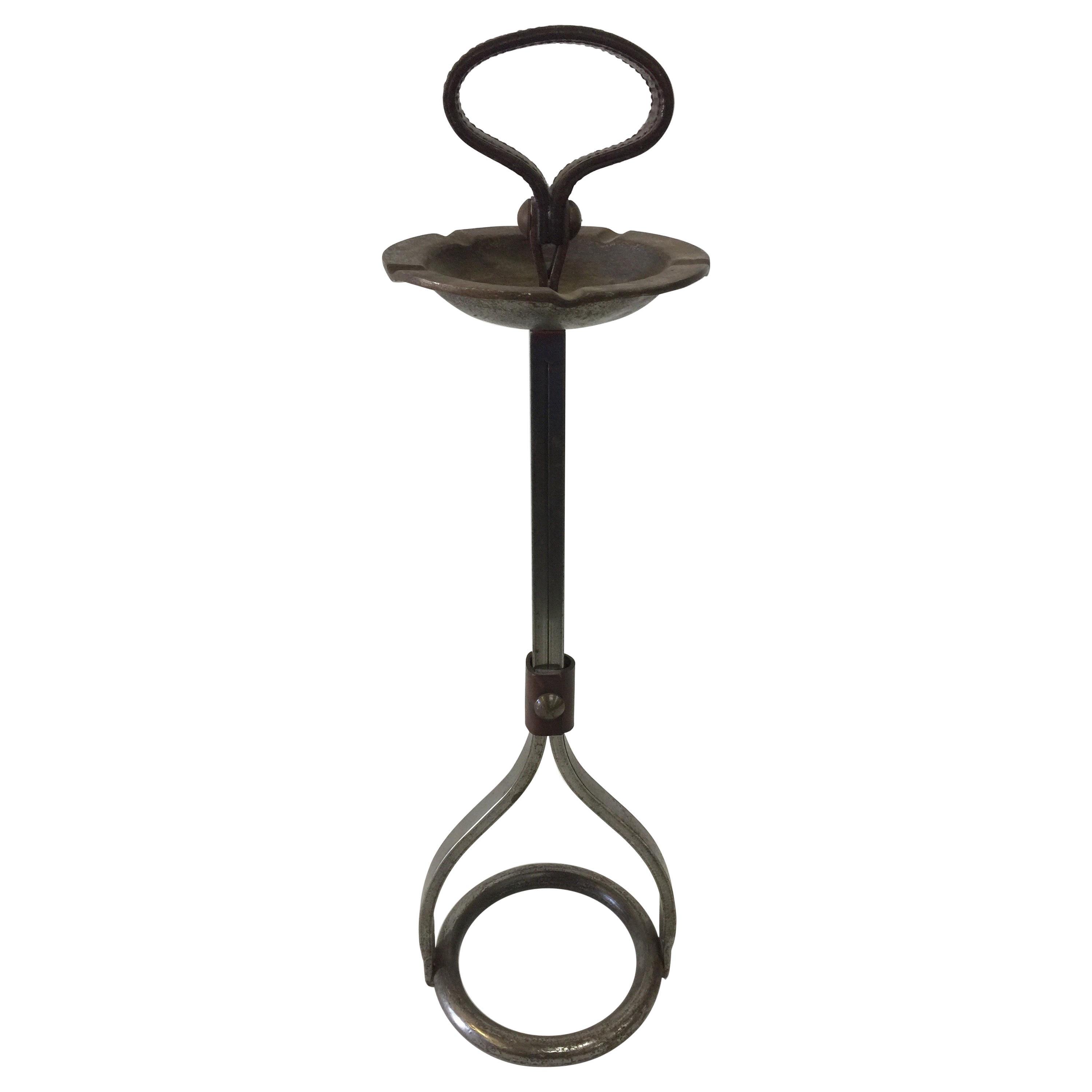 Adnet Style Stitched Leather Cigarette Stand at 1stDibs