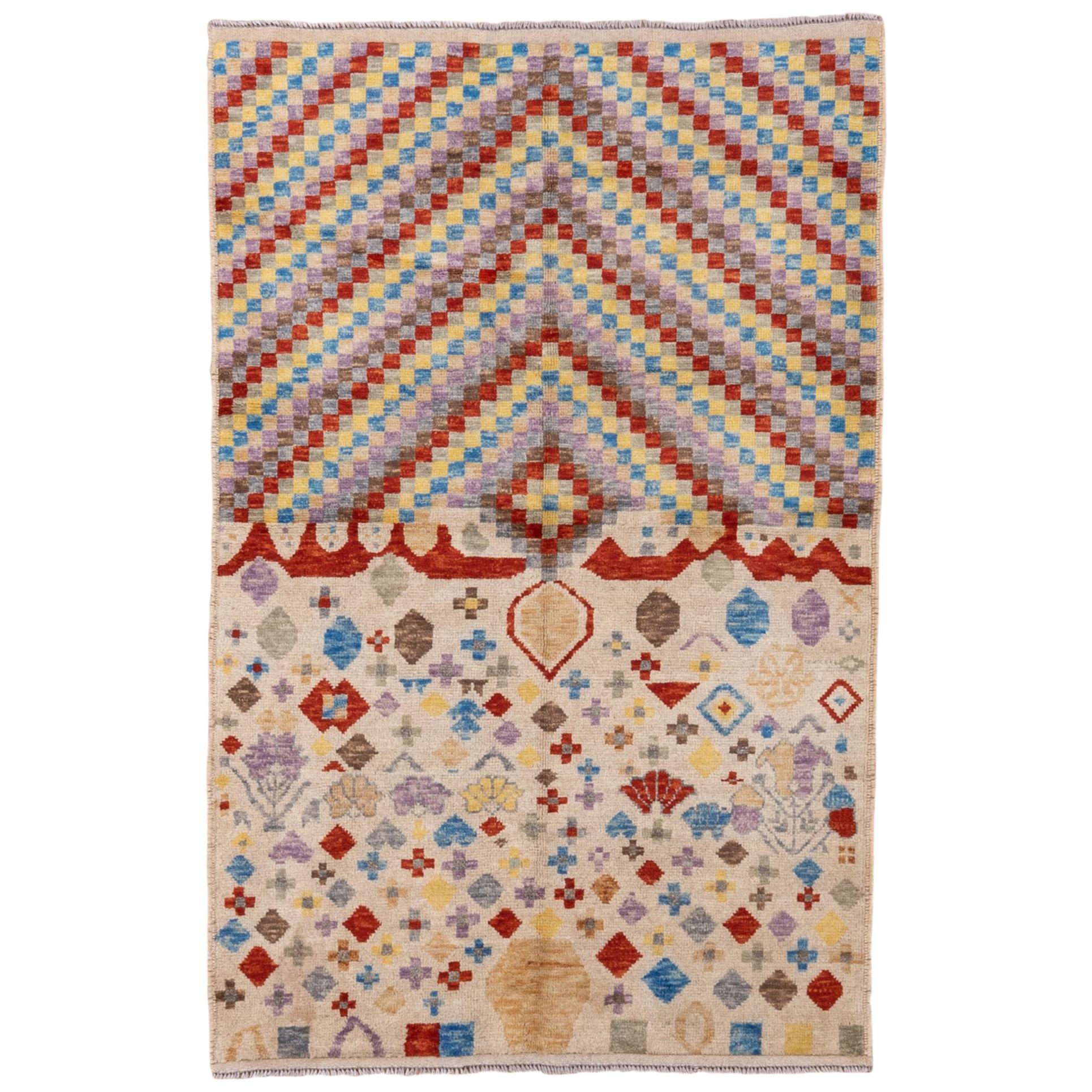 Colorful Modern Gabbeh Rug, Blue Field For Sale at 1stDibs