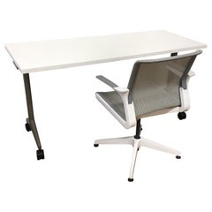 Allsteel White Folding Aware Table and Chair For Sale at 1stDibs