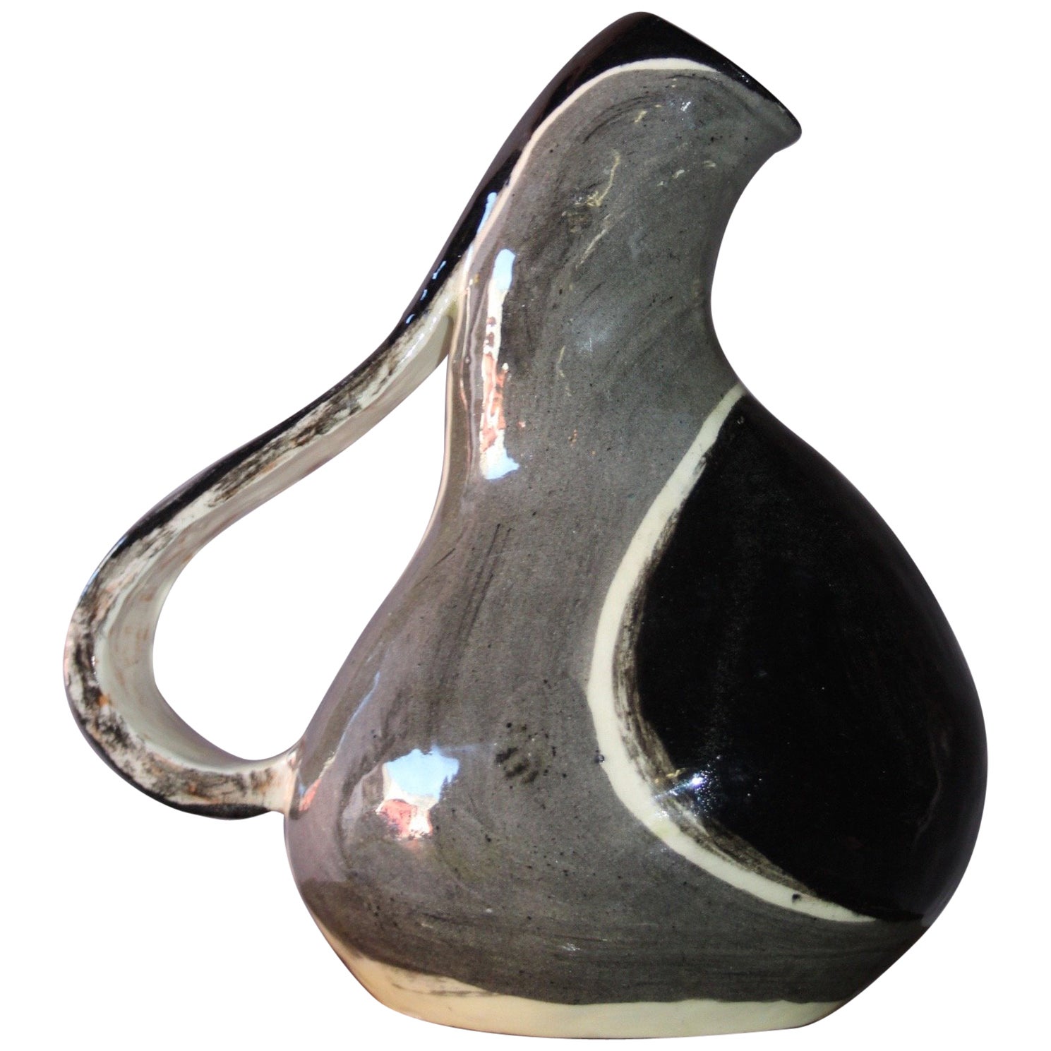 Large Vintage Glazed Ceramic Pitcher / Vase For Sale at 1stDibs