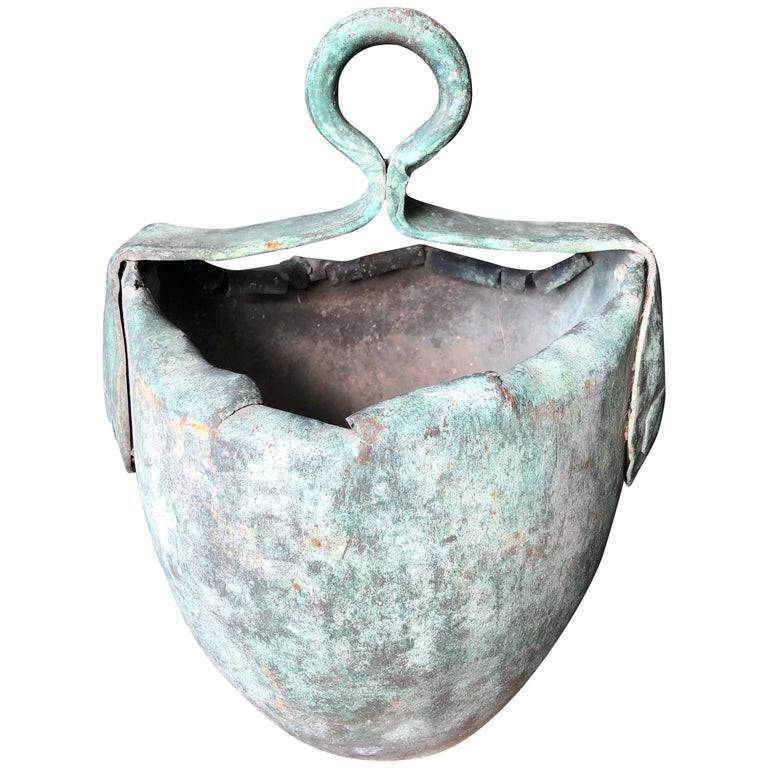 Japan Fine Old Hand Forged and Riveted Bronze Bucket Planter-200 Years ...