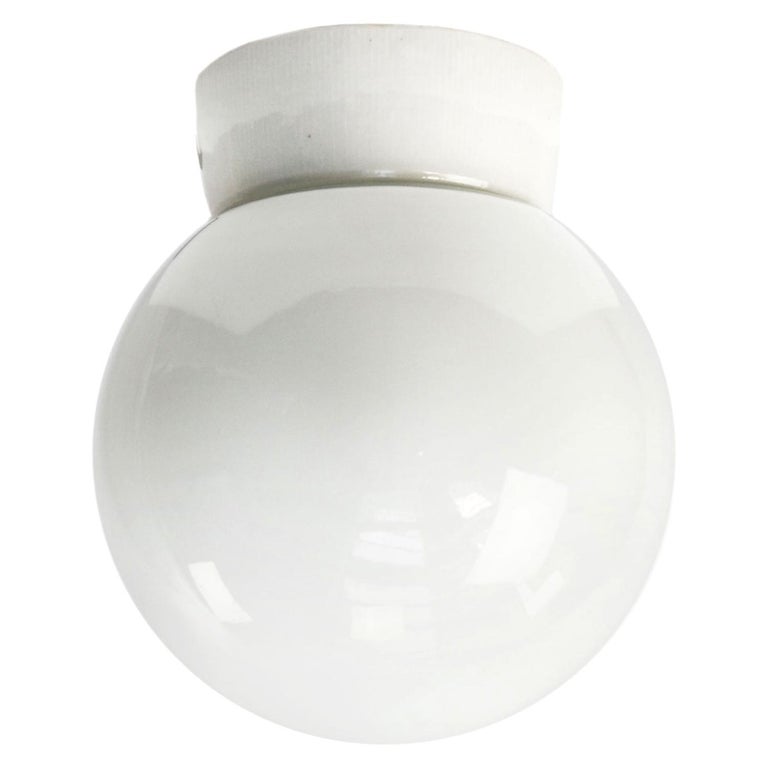 White Porcelain Vintage Industrial Opaline Glass Wall Ceiling Lamp ...