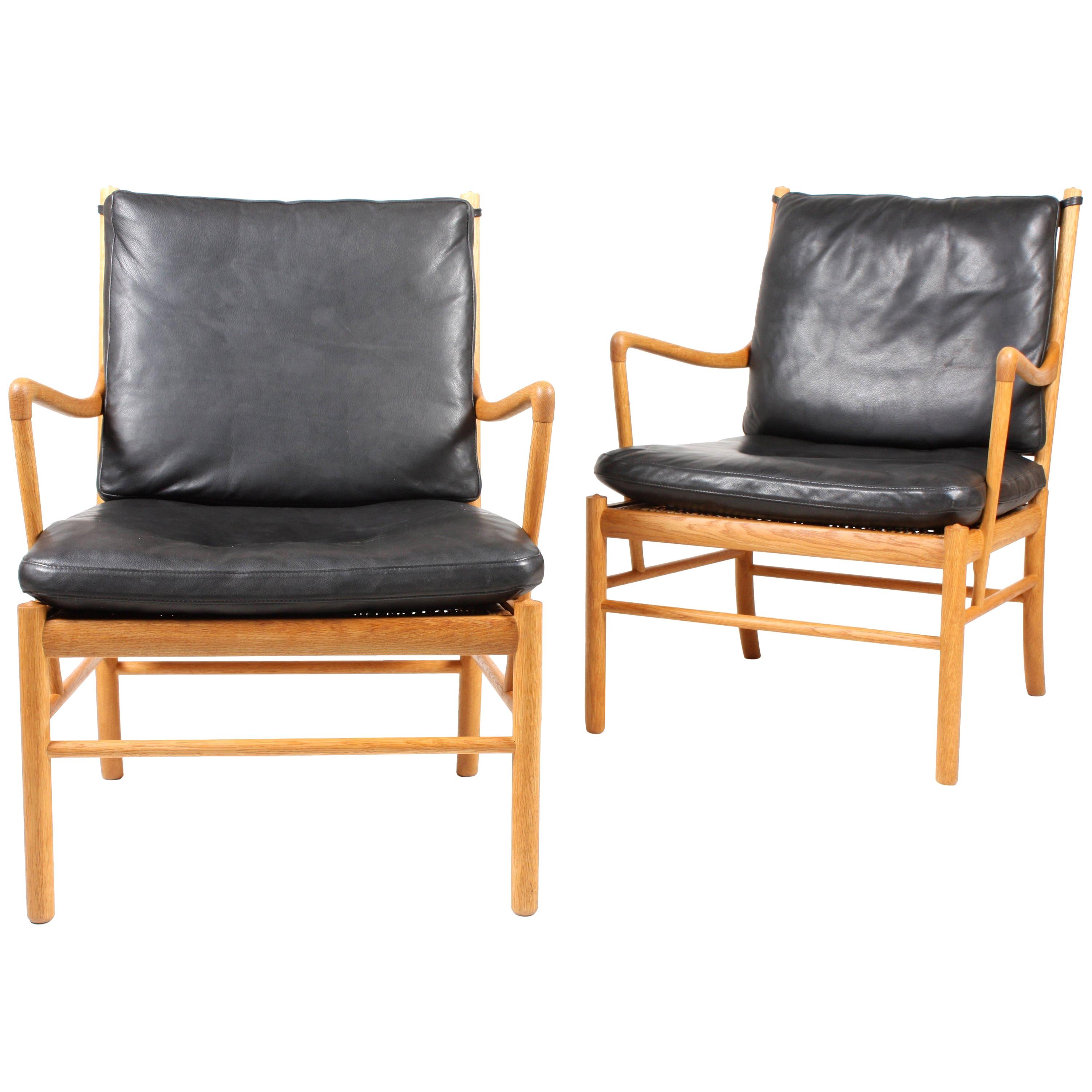 Pair of Colonial Chairs in Oak by Ole Wanscher, Made in Denmark at 1stDibs