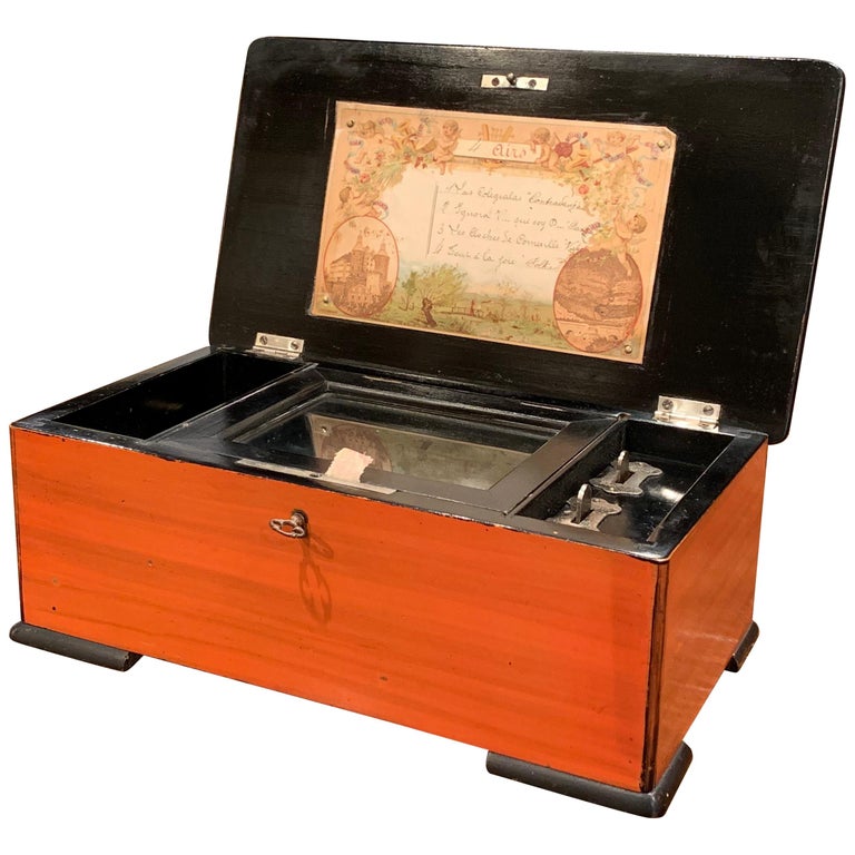 Early 20th Century French Tulip Wood and Painted Four-Song Cylinder ...