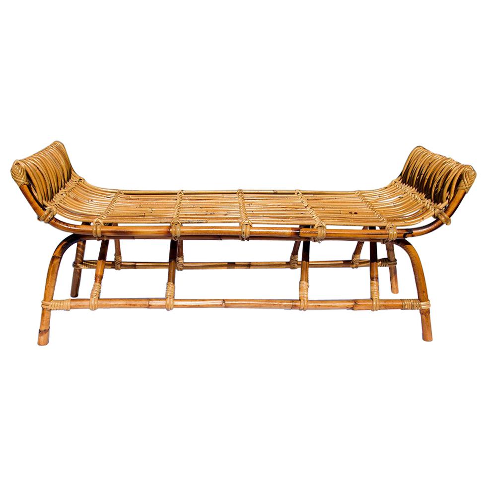 Rattan Bench at 1stDibs