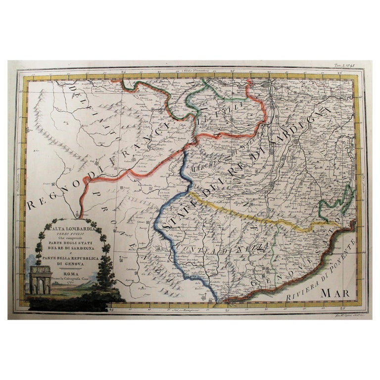 Map of the Kingdom of Sardinia and Part of the Kingdom of Genoa, Rome ...
