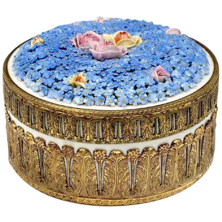 Decorated Porcelain Covered Forget-Me-Not Porcelain Box at 1stDibs ...