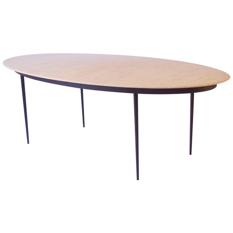 Contemporary Timberstrand Oval Egg Dining Table with Blackened Steel ...