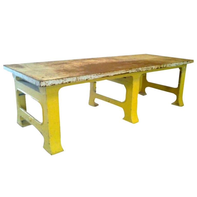 20th Century Industrial Huge Iron French Work Table For Sale at 1stDibs